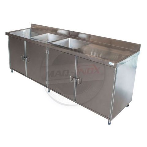 ARMÁRIO COM BANCADA E CUBA INOX | B2Brazil