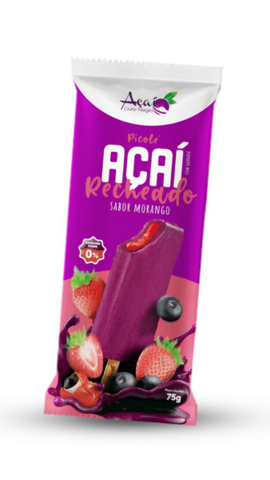 Picolé de Açaí com Guaraná recheado com Morango 75 G | B2Brazil
